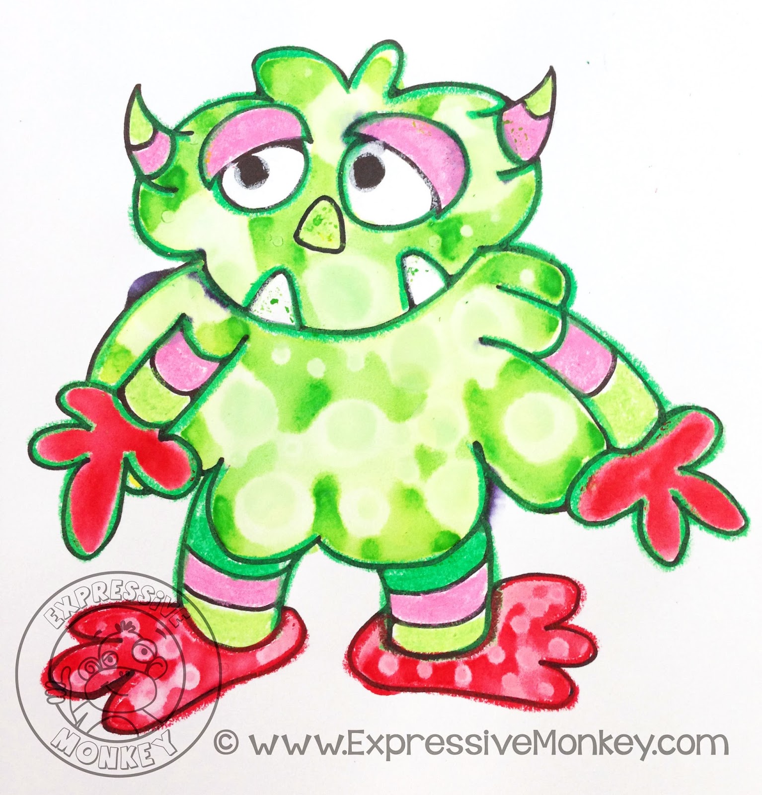 Textures in Watercolor: Monster & Contrasting Colors - Expressive Monkey
