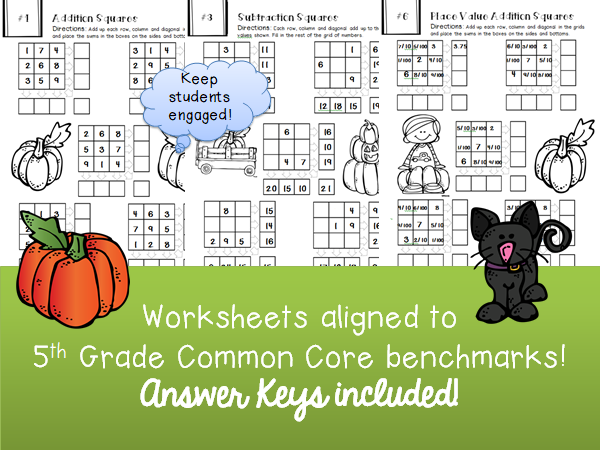 Kelly McCown: October NO PREP Math Packet - 5th Grade