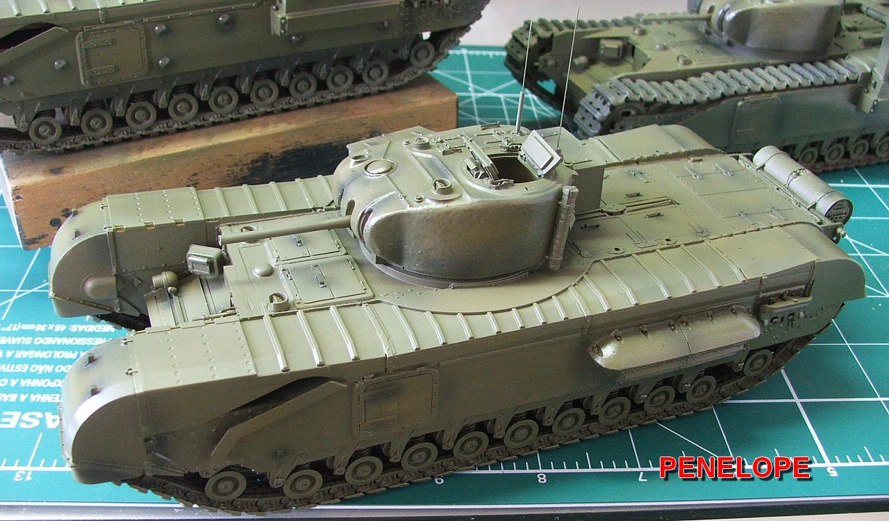 Churchill Mk II, Mk II "Hybrid" and Mk I with two 3inc. howitzers ...