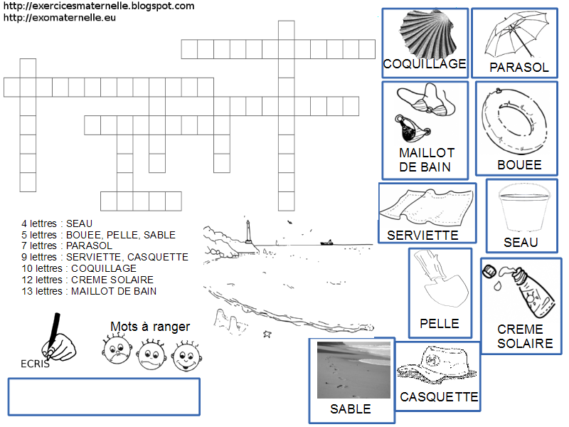 Maternelle: Jeux de lettres à la plage
