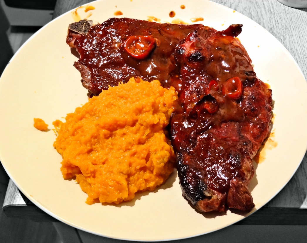 Student Comfort Food: Delicious Home Made BBQ Ribs and Sweet Potato Mash