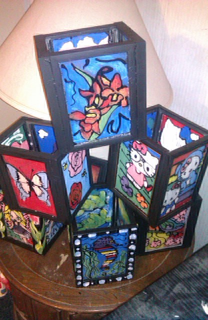Crafty Mama Mindy: Faux Stained Glass Frame Lantern