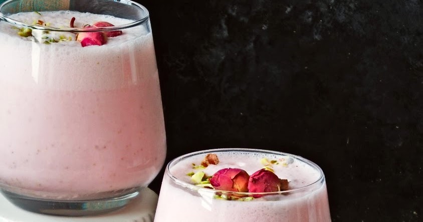 Almond Rose Lassi | Almond & Rose Flavored Yogurt Drink