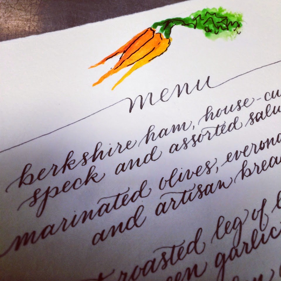 Joie de Vivre Calligraphy: Custom calligraphy menu