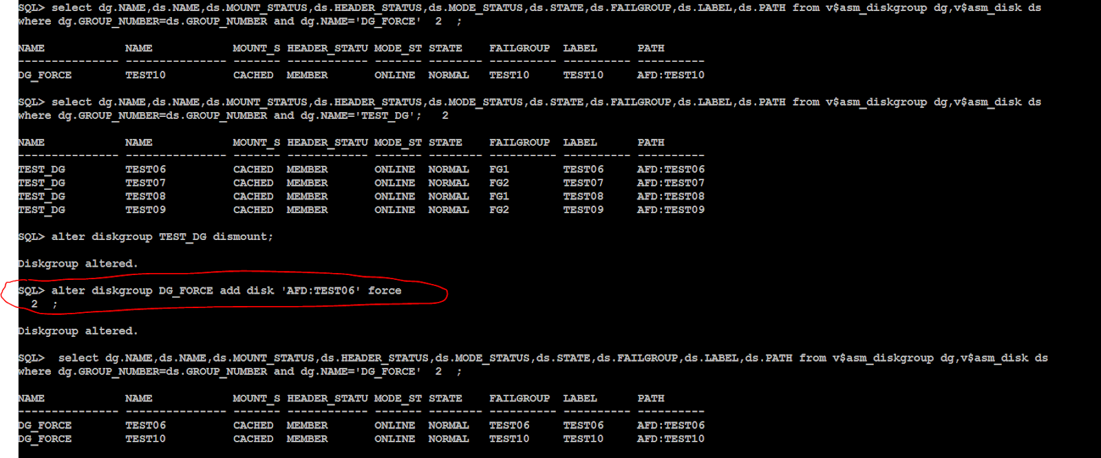 Altering ASM Disk Groups