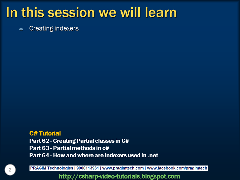 Sql server, .net and c# video tutorial: Part 65 – Indexers in C#