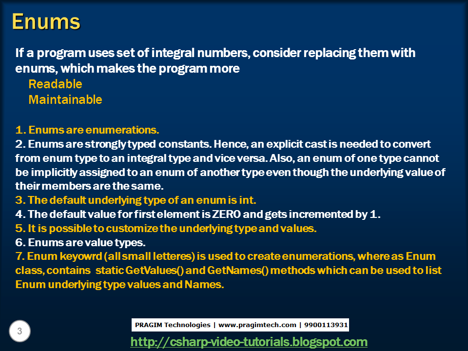 Sql server, .net and c# video tutorial: Part 47 – Enums
