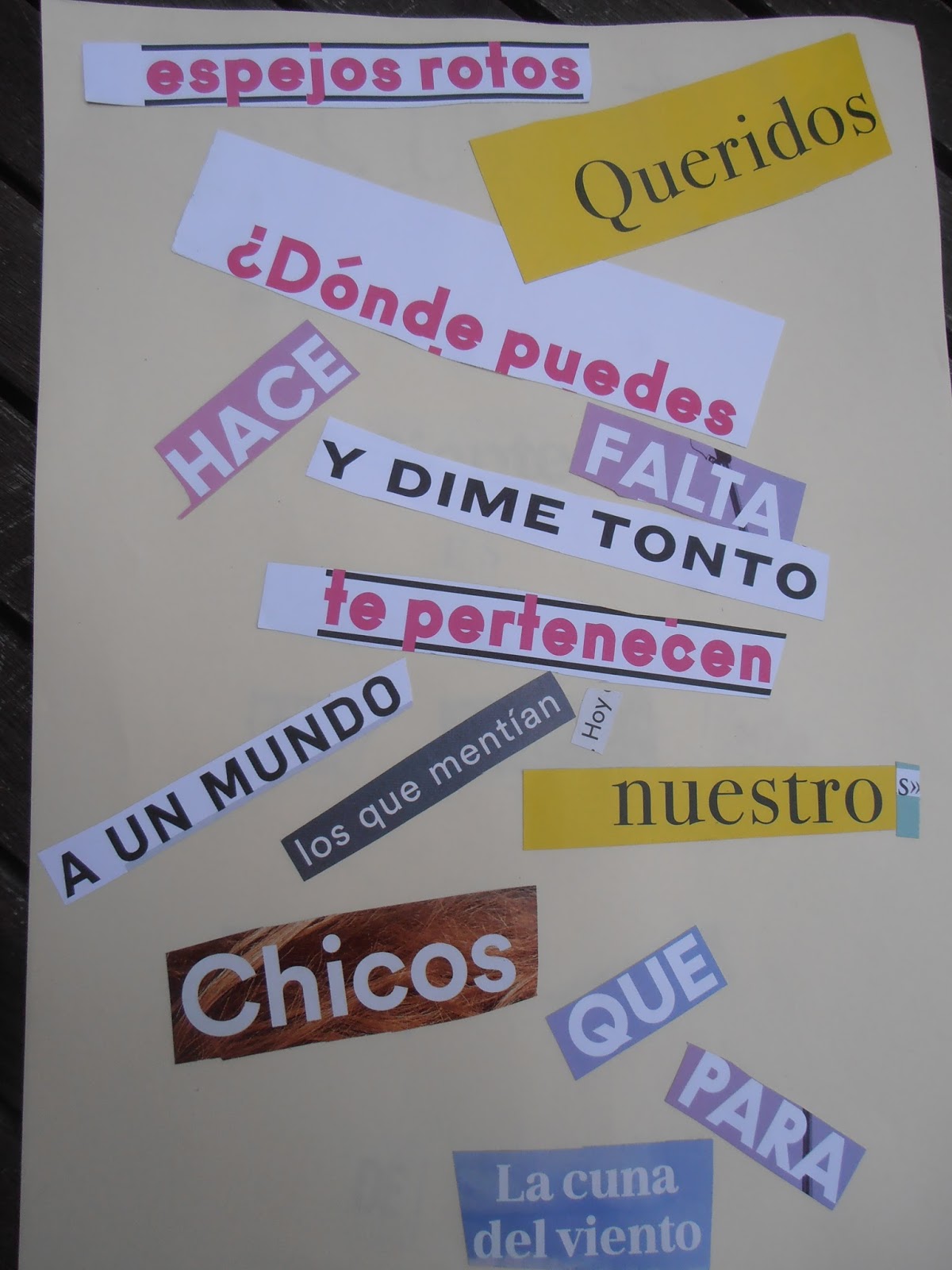 Literatura Universal Milladoiro: Poemas collage de 1º de Bachillerato