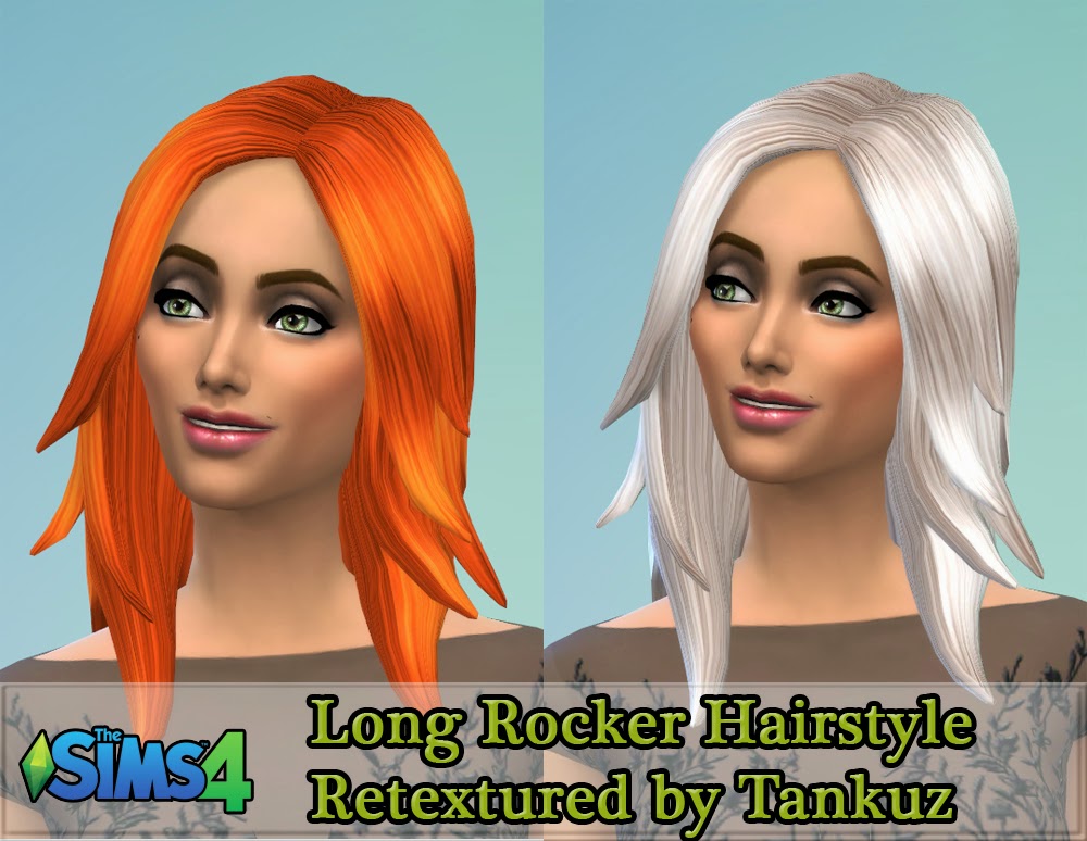 Tankuz Sims 3 Blog: The Sims 4. Long Rocker Hairstyle Retextured by Tankuz