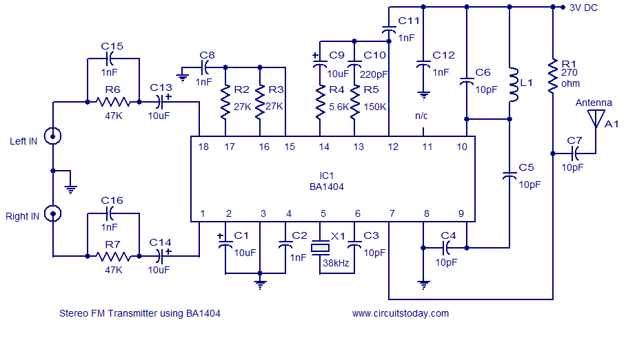 Stereo FM rangkaian pemancar menggunakan BA1404. | Elektronika Analog ...