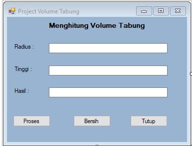 Membuat Program Mencari Volume Tabung dari Visual Basic :: Materi Kuliah Visual Basic