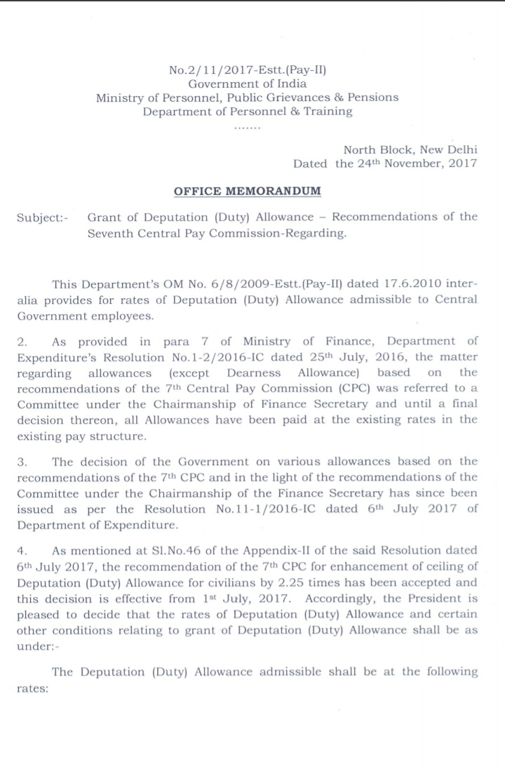 Deputation (Duty) Allowance to Central Government Employees ... Deputation (Duty) Allowance to Central Government Employees ...