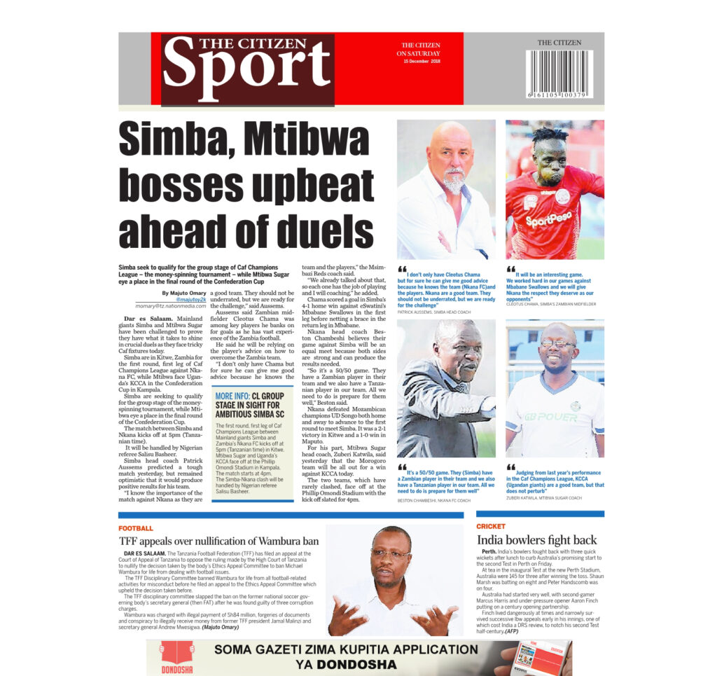 Tanzanian Today's Newspapers MAGAZETI YA LEO JUMAMOSI 15th December ...