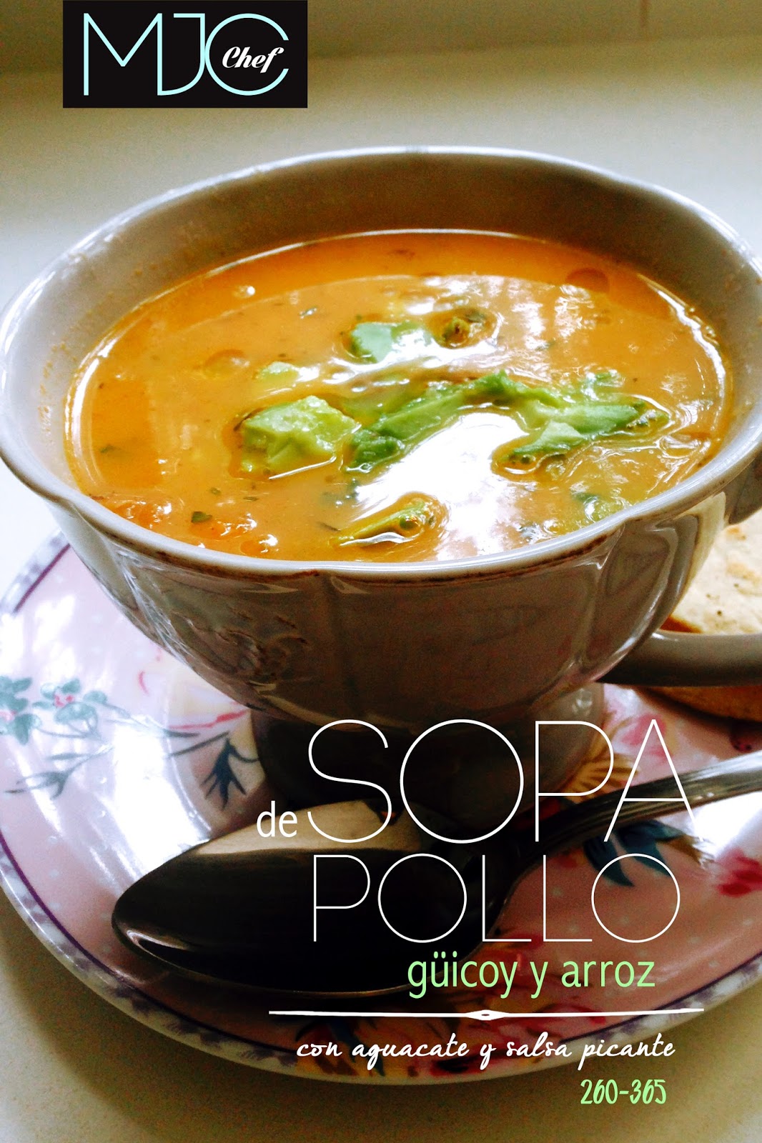 260: Sopa de pollo, güicoy, arroz y aguacate | 365 SOPAS CON COLOR