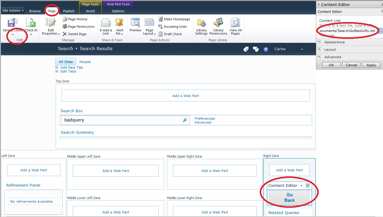 SharePoint Carlos: SharePoint Go Back Button on Search