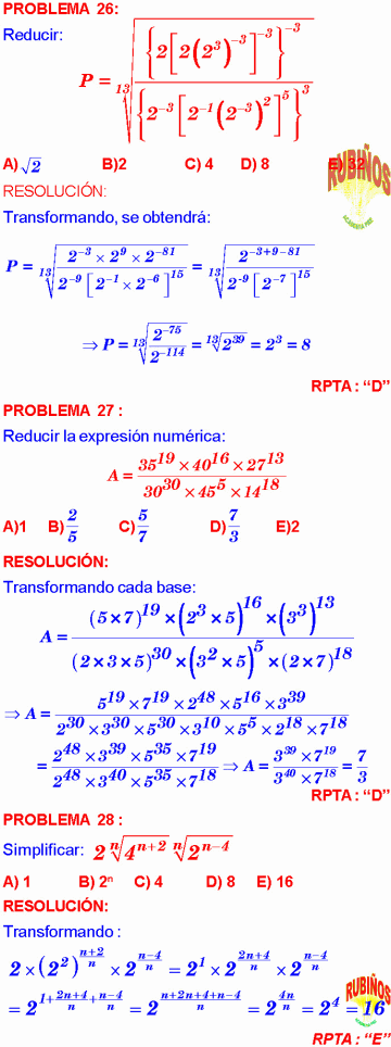 TEORÍA DE EXPONENTES FÓRMULAS Y EJERCICIOS RESUELTOS PDF