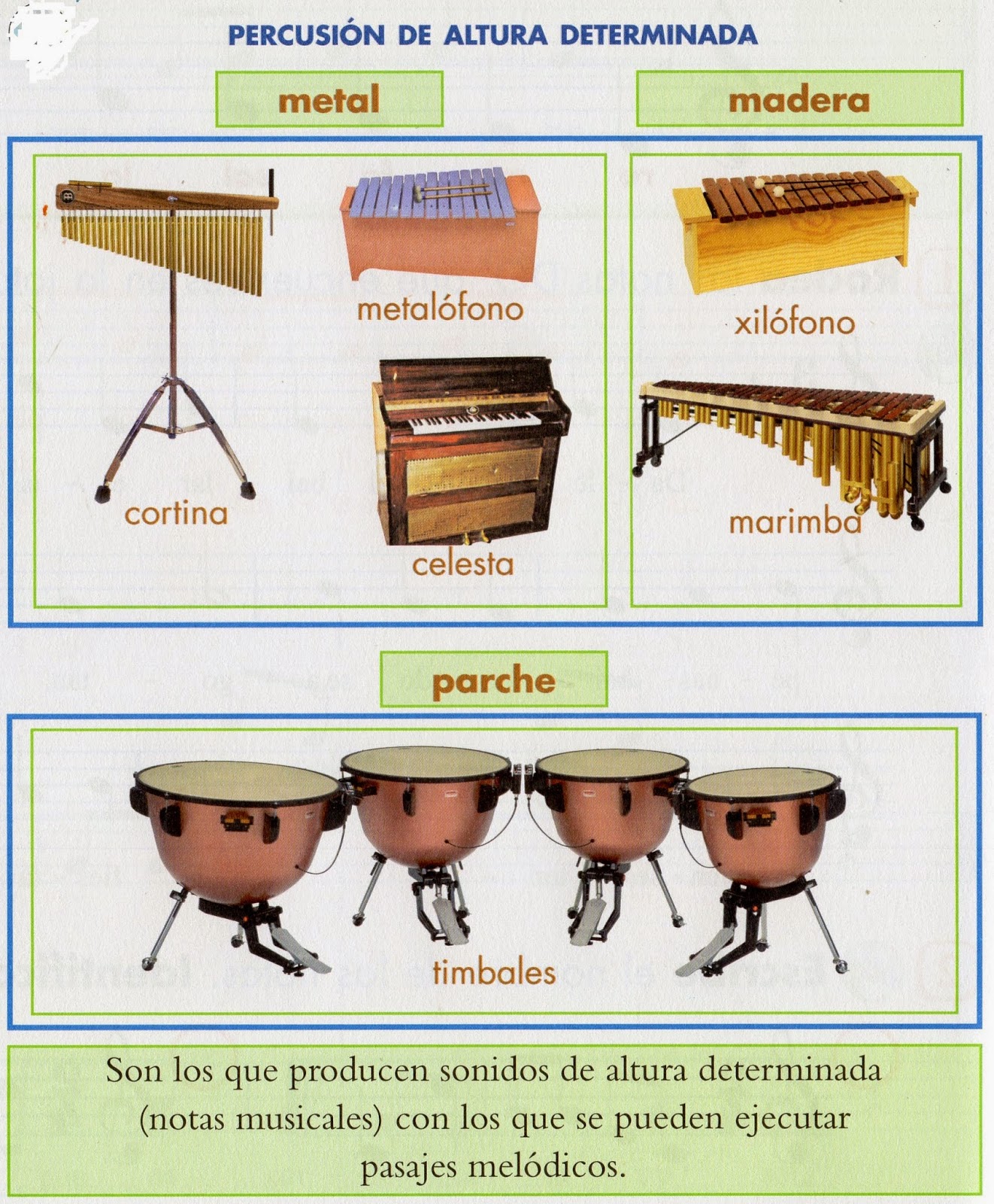 Música 3º: INSTRUMENTOS DE PERCUSIÓN DETERMINADA
