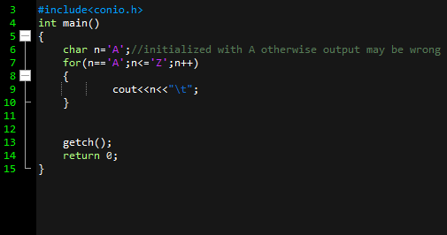 A Program That Display Alphabets From A To Z Using For Loop C Programmer