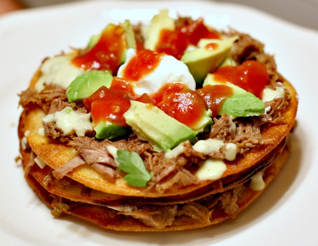Recipes For Divine Living: Beef Tostadas with Green Chile Sauce