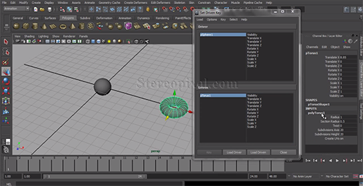 Stereopixol: How to use set driven key in Autodesk Maya