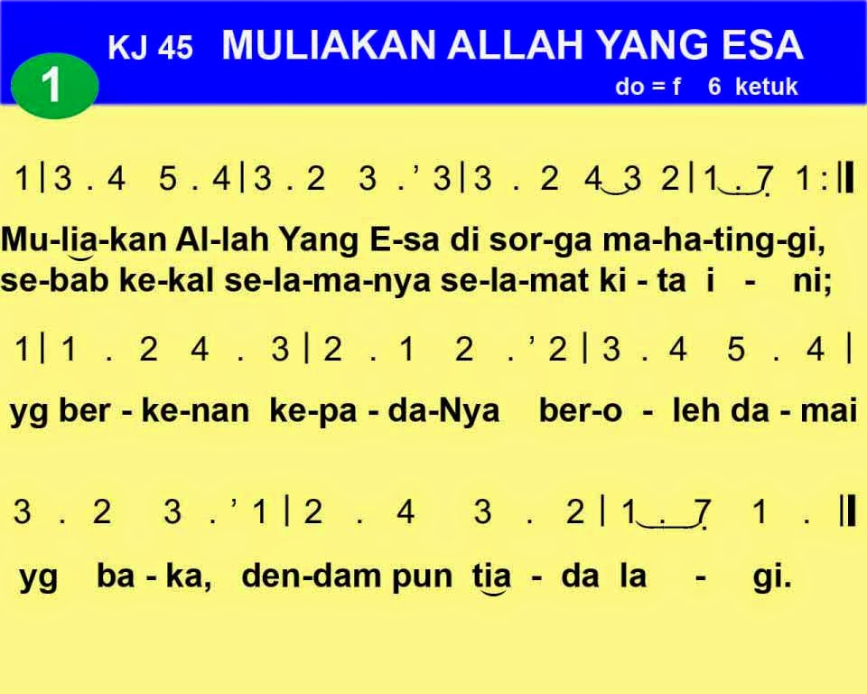 Lagu Gereja Rohani Kristen: Kidung Jemaat. 045. Muliakan Allah yang Esa.