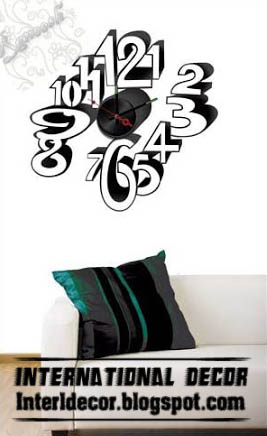 Modern wall decal clock shapes for living room