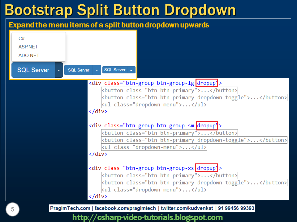 Sql server, .net and c# video tutorial: Bootstrap split button dropdown Sql server, .net and c# video tutorial: Bootstrap split button dropdown