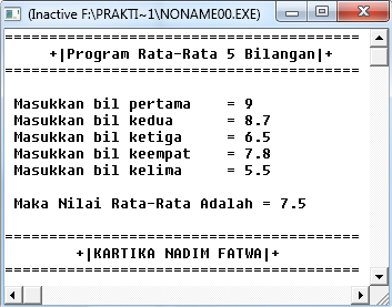Program C++ Menghitung Rata-Rata 5 Buah Bilangan | Nadym Fatwa Blog's