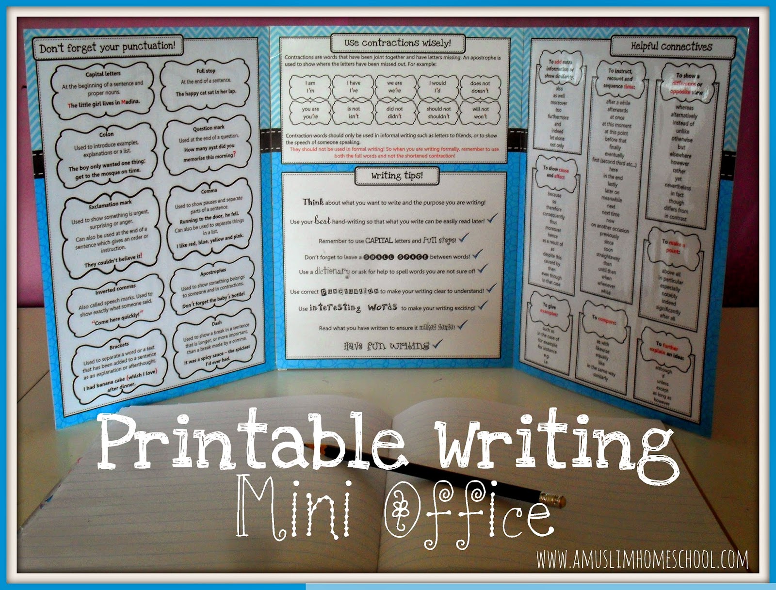 a muslim homeschool: Writing mini-office