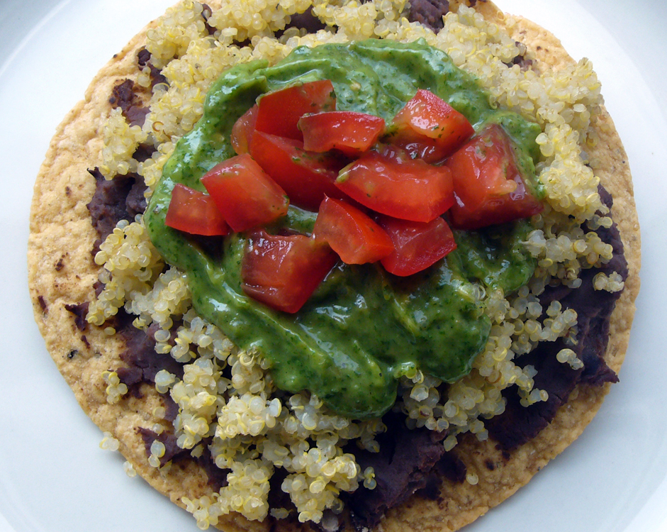 (vegan) (kitchen) (nuggets): Quinoa Bean Tostadas