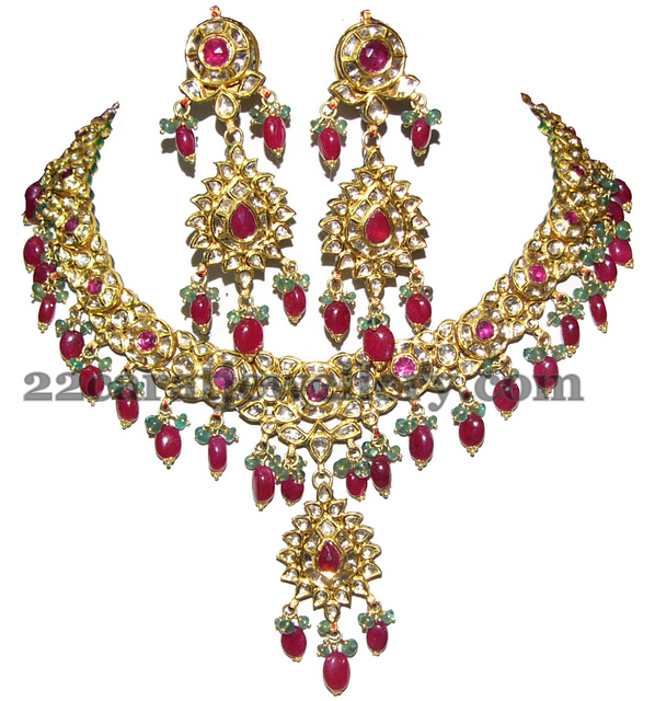 Classy Polki Set with Drops - Jewellery Designs