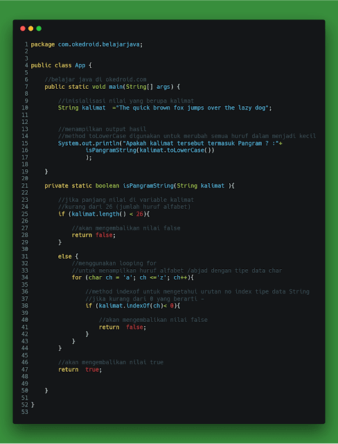 Contoh Kegiatan Memilih Kalimat Pangram Atau Tidak Di Java - Java Media ...