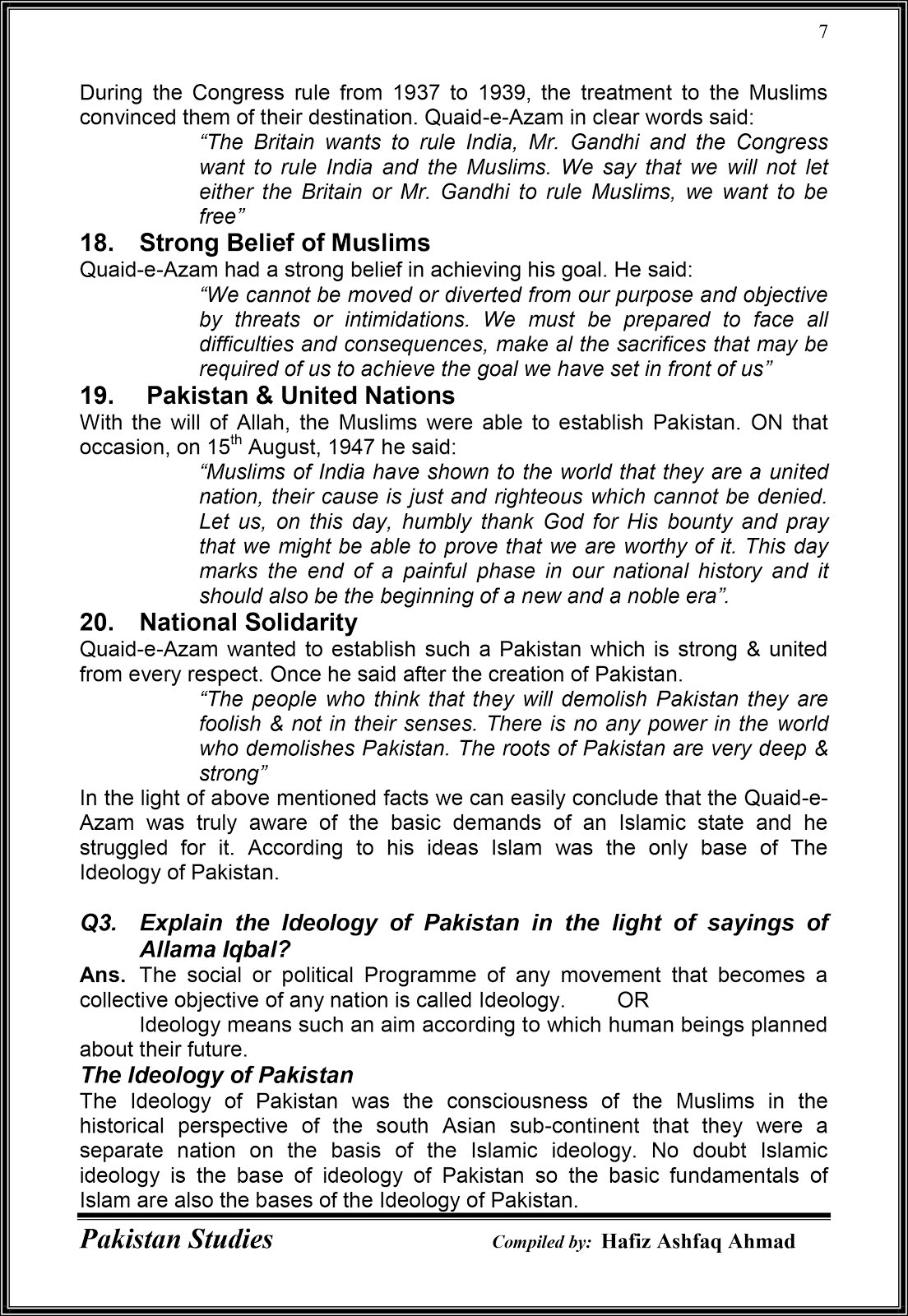BA Pakistan Studies Notes - Ratta.pk
