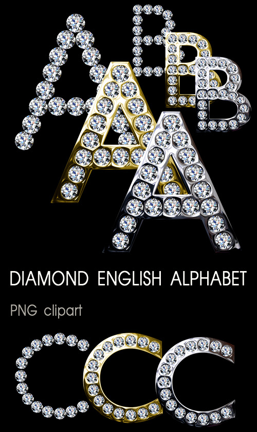 Quality Graphic Resources: Diamond Studded English Alphabet
