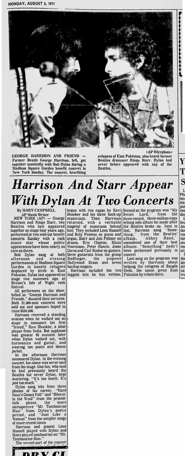 Rock & Roll Newspaper Press History: George Harrison - The Daily News ...
