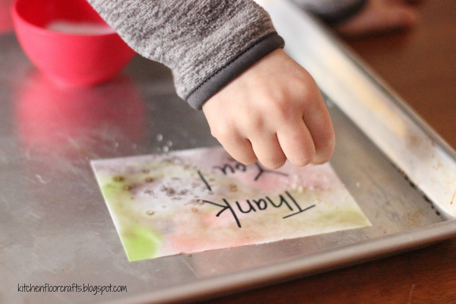 Kitchen Floor Crafts: Salt and Watercolor Thank You Cards