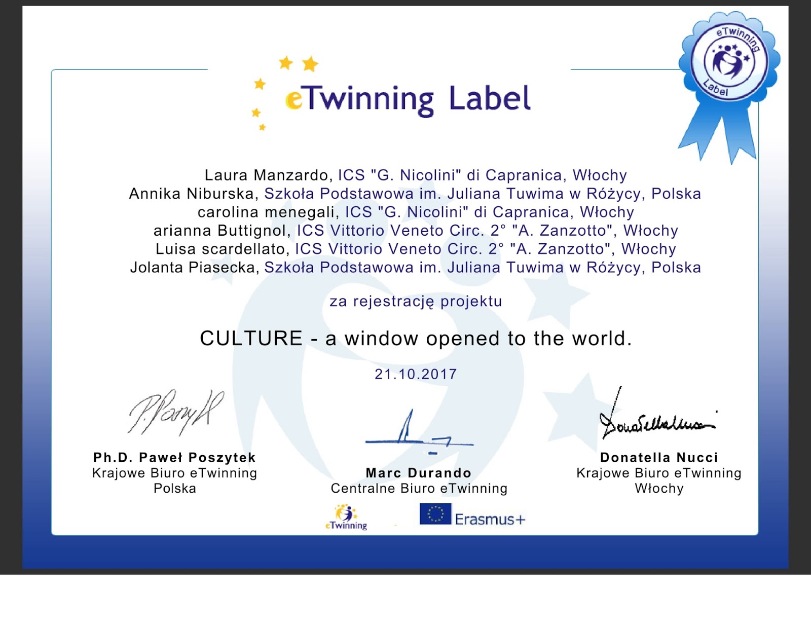 CULTURE - a window opened to the world. eTwinning project: eTwinning ...