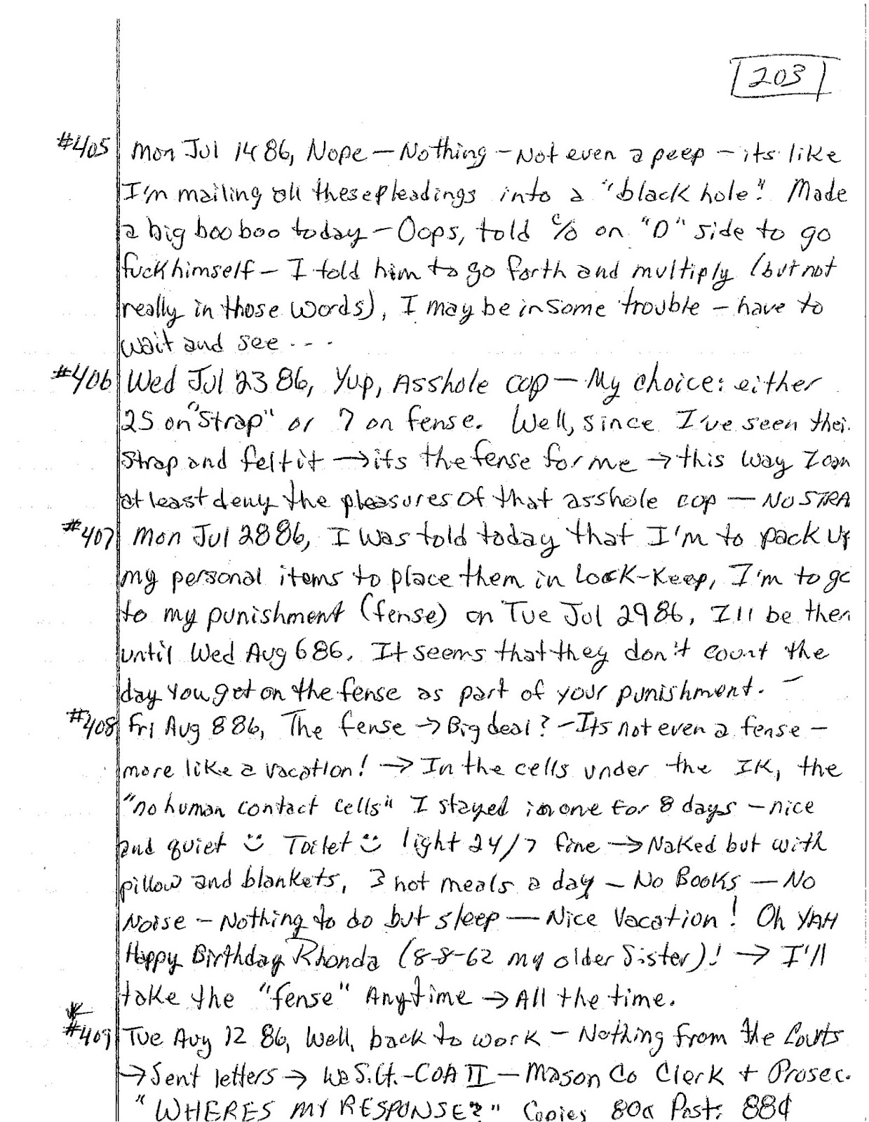 In Birdy's Eyes:: Handwritten 30 Year Daily Prison Log