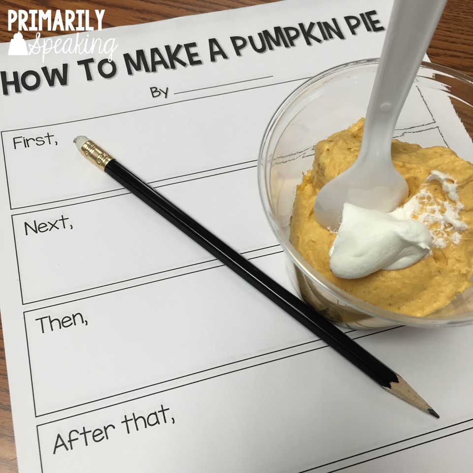 Pumpkin Pie in a Cup {Tasty Writing Activities} | Primarily Speaking