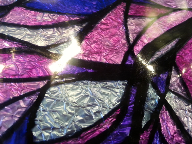 a faithful attempt: Faux Stained Glass using Aluminum Foil and Sharpies