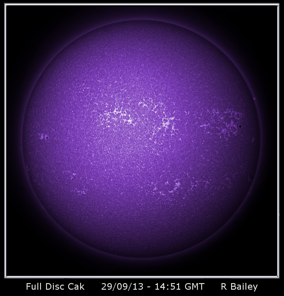 Solar Observations by R Bailey: Sun in Calcium K line 393.3 nm