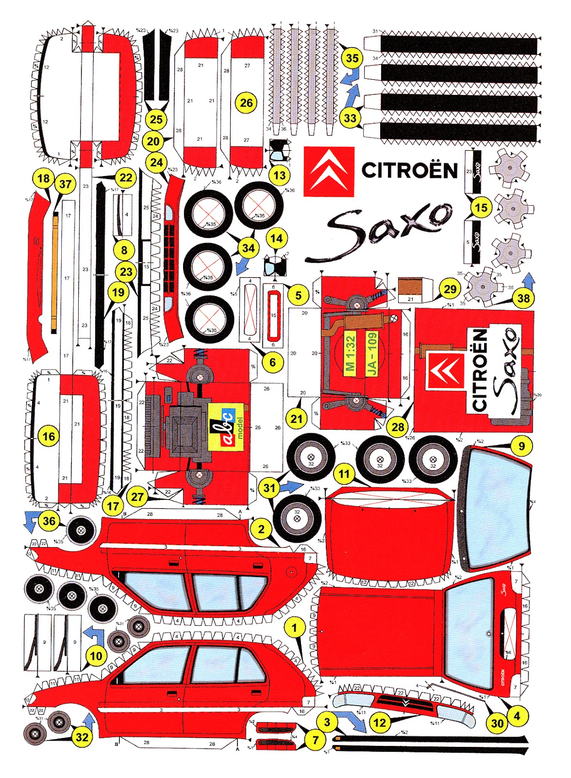 SP. Papel Modelismo: PaperCraft Citroën Saxo