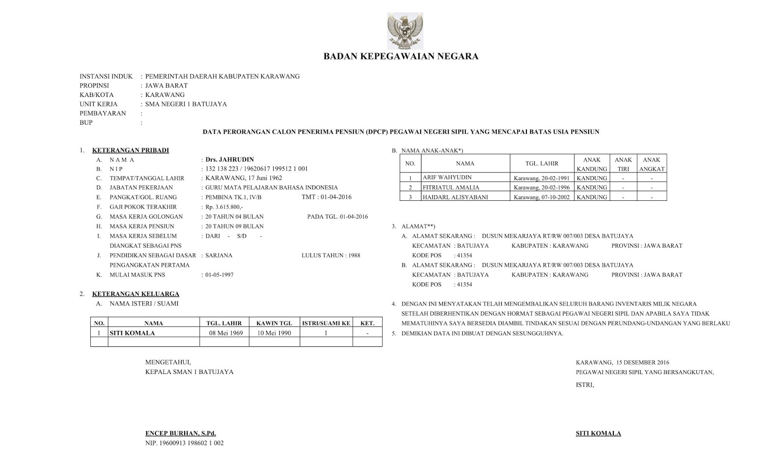 Berkas Pensiun - Format DPCP