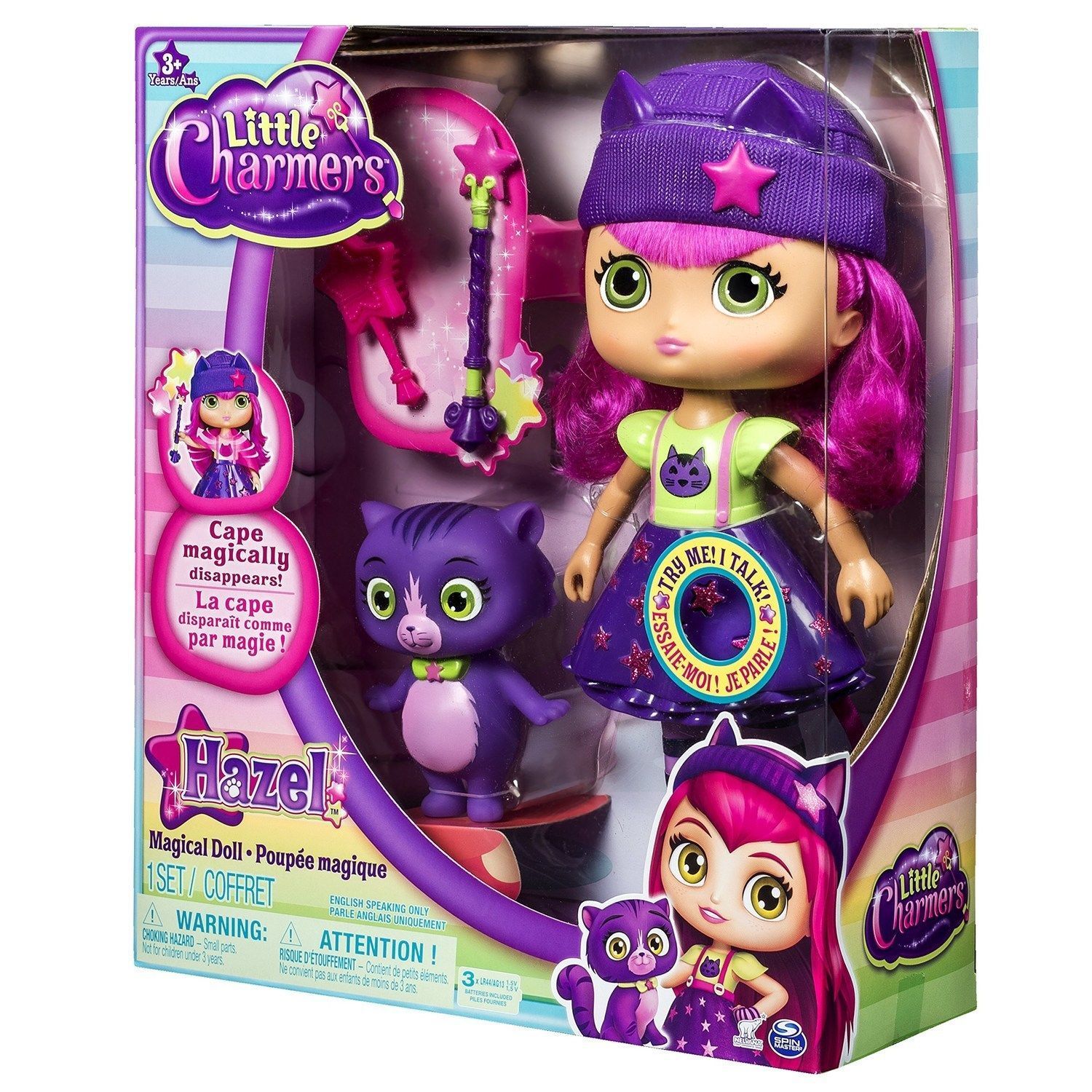 Little Charmers HAZEL Magical Doll w/ Cape + Steven Cat + Brush + Wand ...