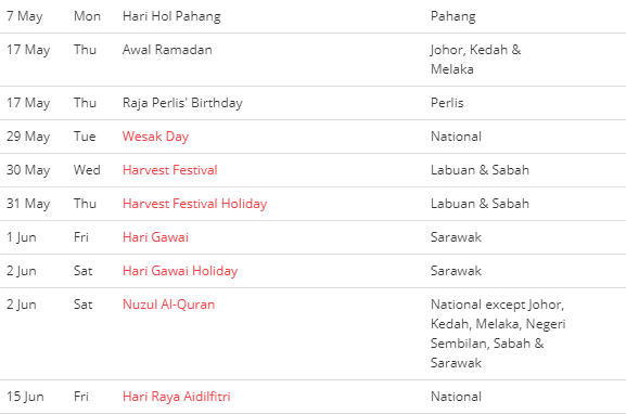 2018 马来西亚完整公共假期时间表！收藏起来！ - Leesharing