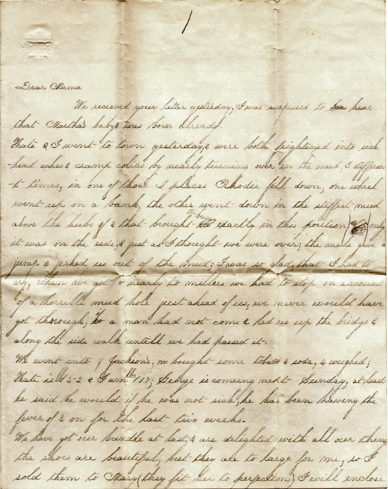 Belle's Letters: A Letter from Belle to her Mama