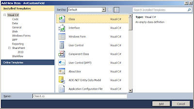 Avinash: Creating Custom Field in SharePoint 2010
