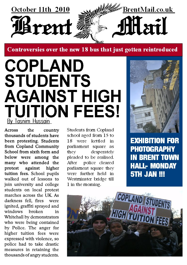 Tasnim Hussain / Advanced Portfolio: Newspaper front cover and inside page