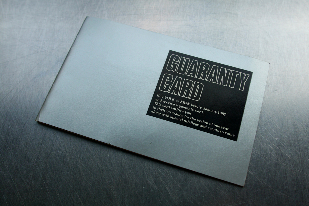 80sHERO: The Rays Engineering Guaranty Card, 1981...