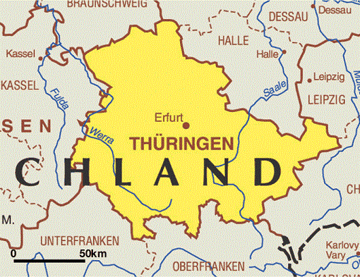 Map of German Province: Map of Thuringen Province
